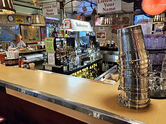 A bar that understands its mission: provide liquid courage before you tackle a three-pound crab with nothing but determination and a tiny fork.