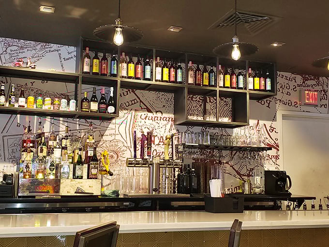 A bar that understands priorities: good lighting, ample selection, and enough Italian spirits to make your ancestors proud.