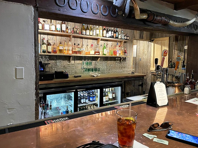 A bar stocked with liquid companions for your mesquite-grilled adventure&mdash;because great steaks deserve equally impressive libations.