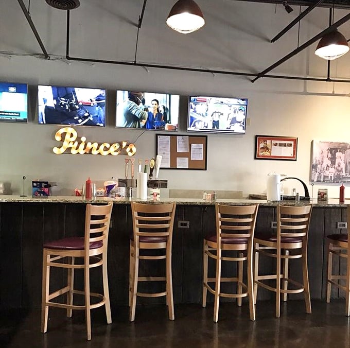 The bar area offers front-row seats to the chicken action. From here, you can watch newcomers' faces as they take their first brave bite.