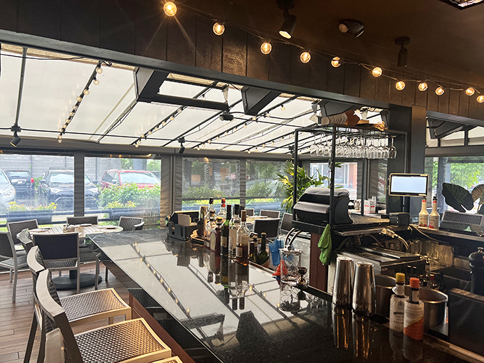 The bar area beckons with the promise of perfectly mixed drinks and the possibility of making questionable life decisions.