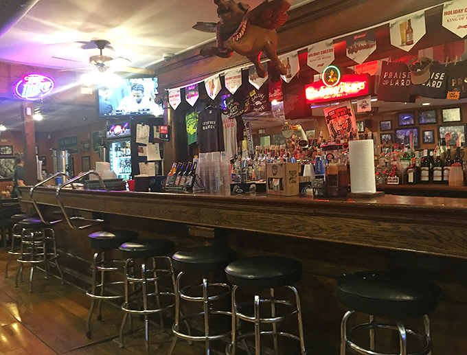 A bar that understands barbecue is serious business. Those stools have supported the weight of countless happy customers.