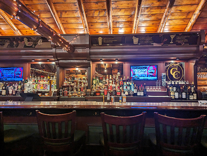 A bar stocked so thoroughly it looks like a liquid library. The bartenders are the librarians of libations, ready to recommend the perfect pairing.