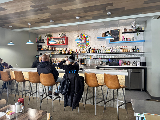 The bar area &ndash; where breakfast meets craftsmanship and you can watch the morning magic happen in real time.