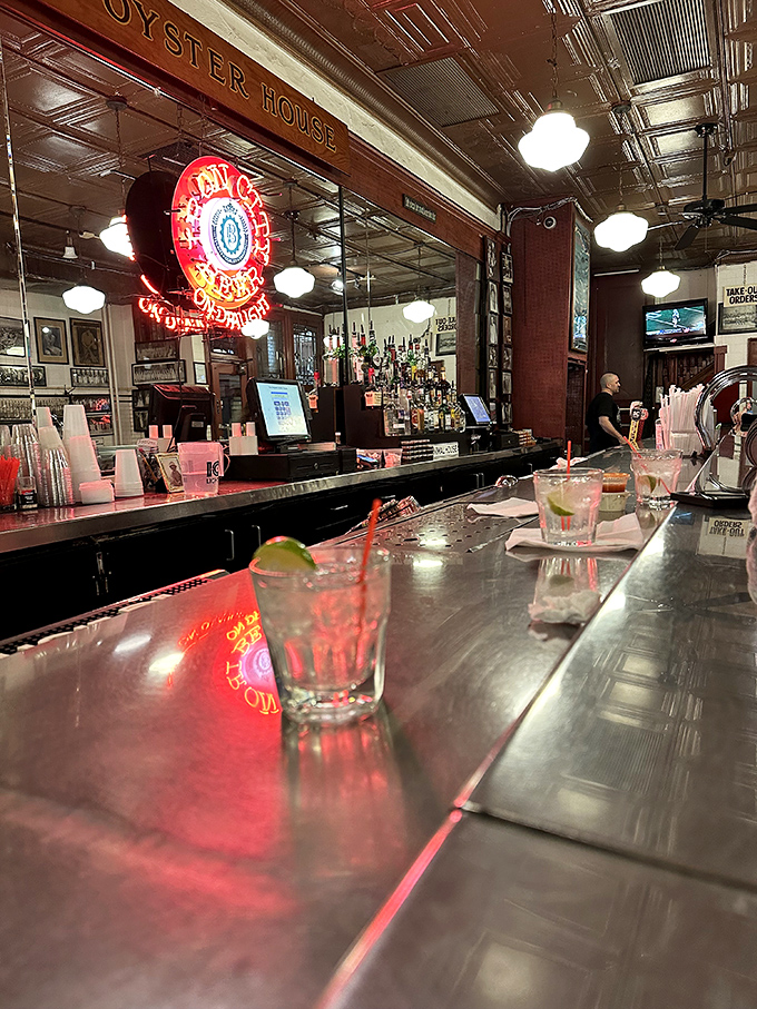 A bar counter that's witnessed decades of first dates, business deals, and celebrations—all accompanied by the symphony of oyster shells being shucked.
