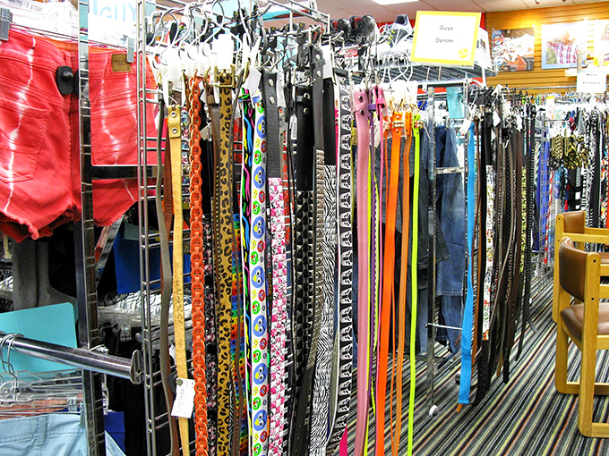 Belt bonanza! These colorful waist-cinchers are lined up like an edible array of licorice—sweet deals without the calories.