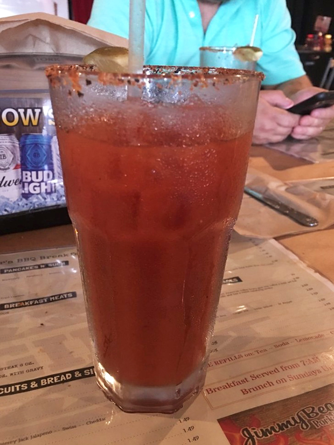 This Bloody Mary doubles as appetizer and drink, loaded with garnishes that show serious attention to detail.