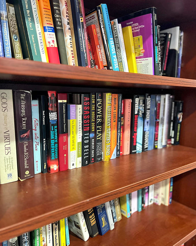 Books upon books upon books. Literary treasures where dog-eared pages tell stories beyond what's printed on them.