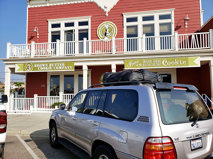 The Brown Butter Cookie Company's bright red building stands as a beacon for sweet-toothed pilgrims. Worth every mile of the journey.