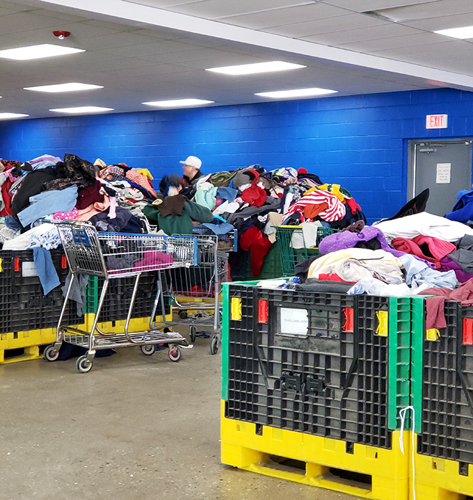 The Great Wall of Clothing—a textile mountain range that requires both strategy and stamina to successfully navigate.