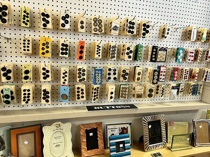 Button collectors, rejoice! This meticulously organized display would make Marie Kondo weep with joy.