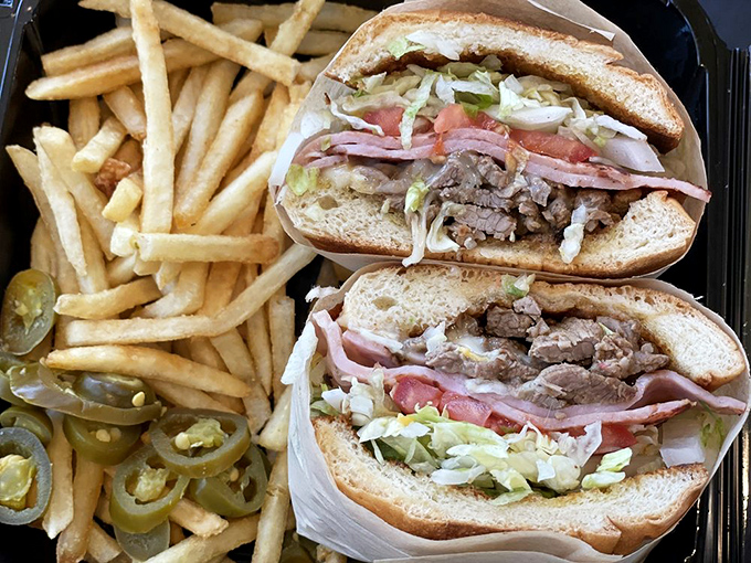 The torta sandwich&mdash;Mexico's answer to the hero&mdash;packed with carne asada and all the fixings, escorted by golden fries.