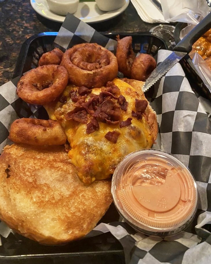 This isn't just a sandwich—it's an engineering marvel of crispy, cheesy, savory perfection. Architecture you can eat!