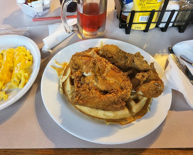 Chicken and waffles: the breakfast-meets-lunch combination that proves some of the best relationships are unexpected ones.