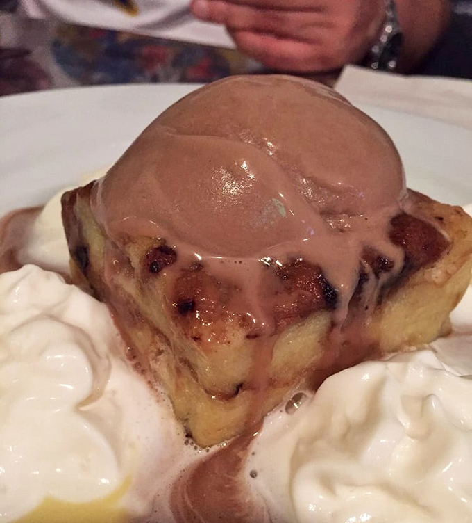 Bread pudding that makes you question all other desserts you've ever loved. The ice cream melts into warm cinnamon-spiced perfection.