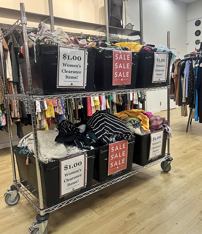 The clearance section where bargains become legendary and budgets stay blissfully intact.