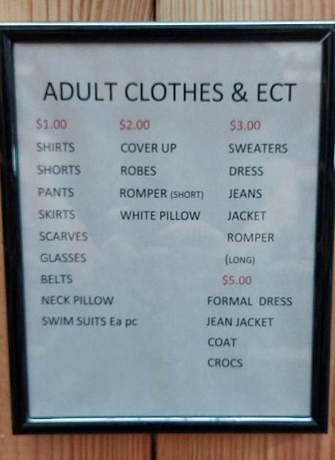 At these prices ($1 for shirts, $3 for jeans), you could refresh your entire wardrobe for less than dinner at a chain restaurant.