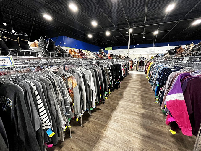 Clothing racks that stretch to the horizon, organized by size and type&mdash;a fashionista's playground where budget meets style.