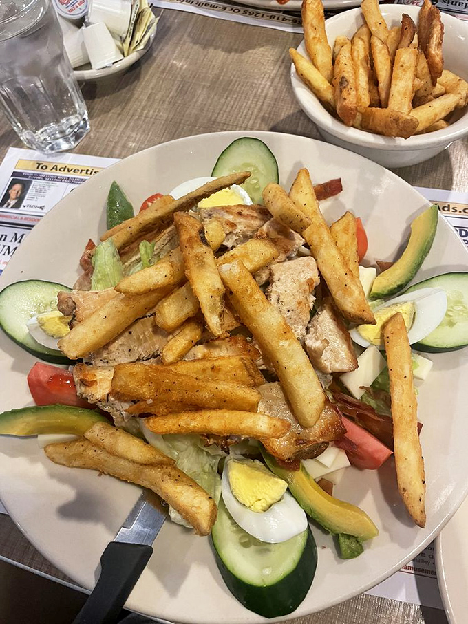 A salad substantial enough to satisfy even the most committed carnivore. Those fries aren't garnish&mdash;they're an essential food group.