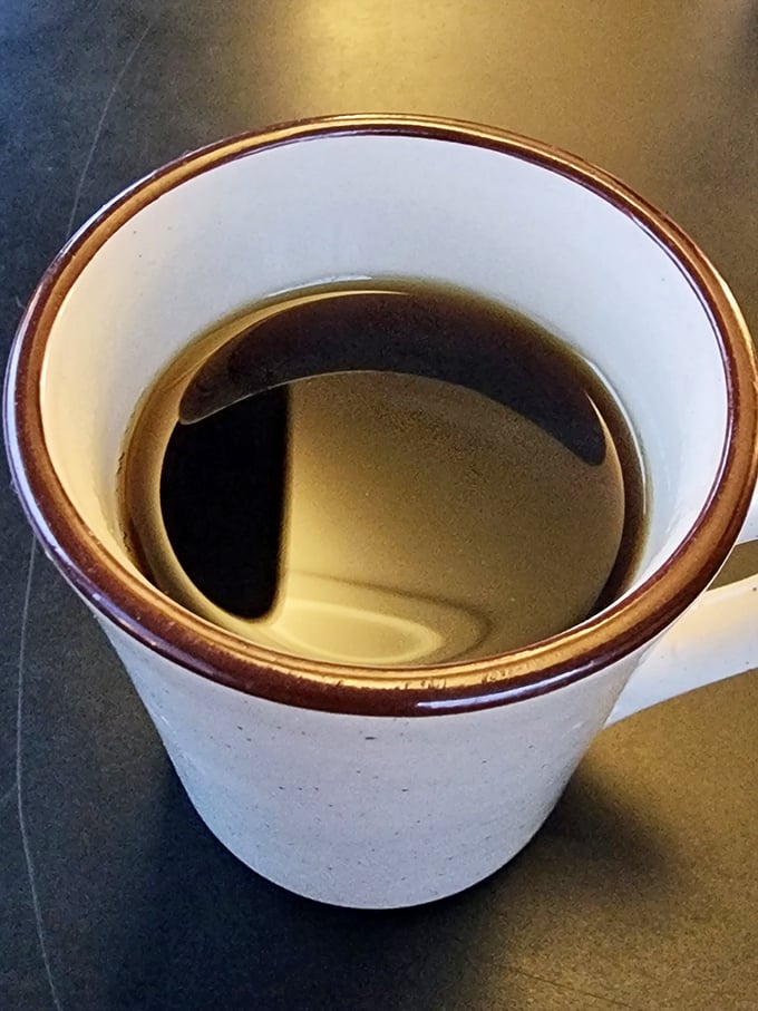 A simple cup of diner coffee&mdash;the kind that doesn't need fancy Italian names to get the job done right.