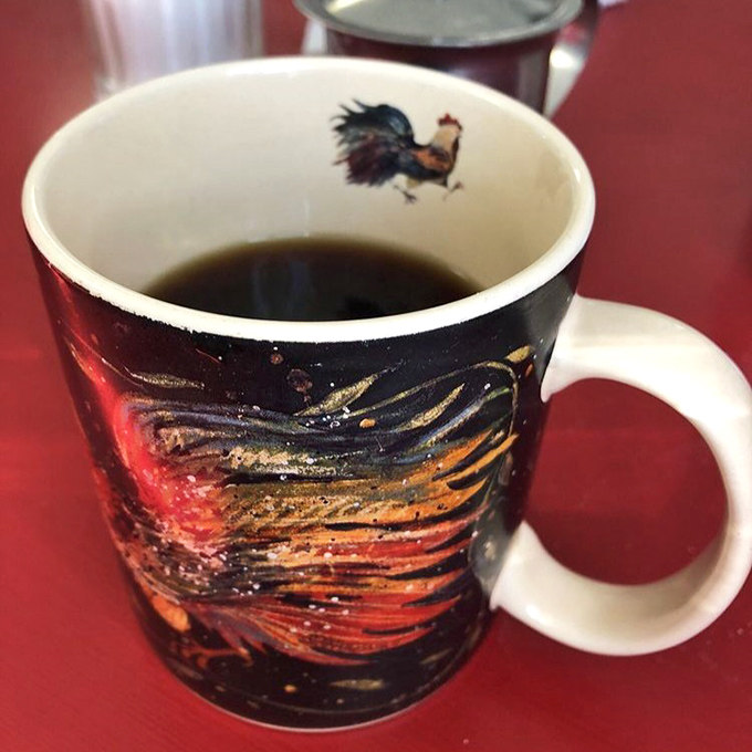 A coffee mug with personality serving what is arguably the most important relationship in any breakfast lover's life.