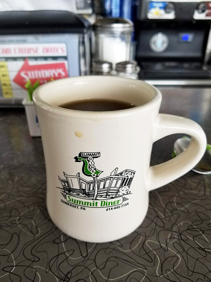 Coffee served in proper ceramic mugs because some traditions are too important to mess with or modernize.