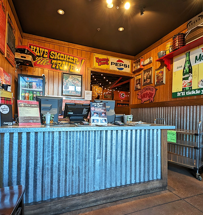 The order counter: where BBQ dreams begin and where indecision becomes the only form of customer regret.