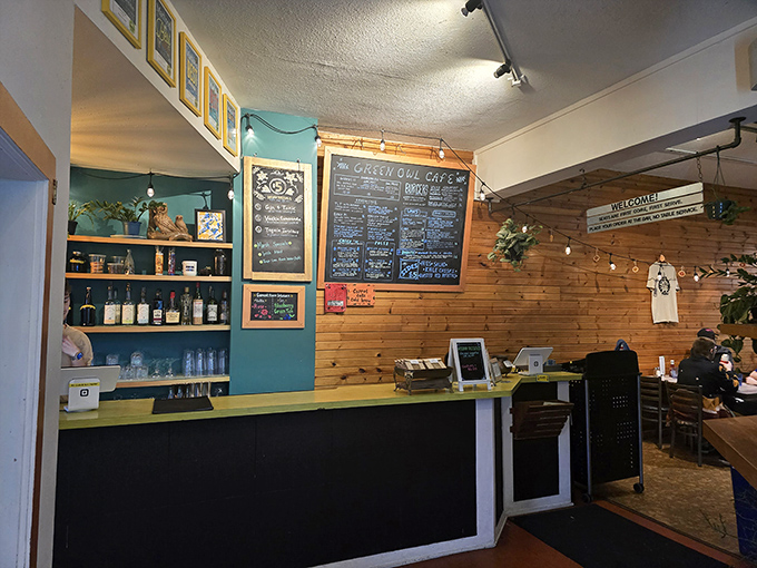 The ordering counter showcases the cafe's personality&mdash;part bohemian hangout, part serious food establishment, all welcoming.