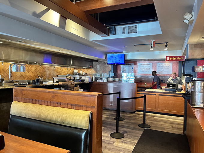 Where burger dreams begin—the ordering counter promises delicious possibilities and the start of a beautiful friendship with your taste buds.