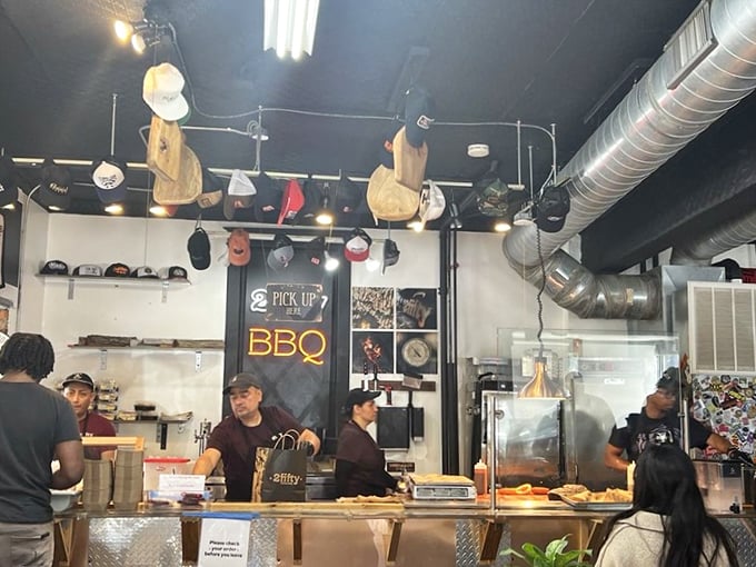 Where the magic happens&mdash;the counter where meat meets plate. Like watching artists at work, except the canvas is your lunch.