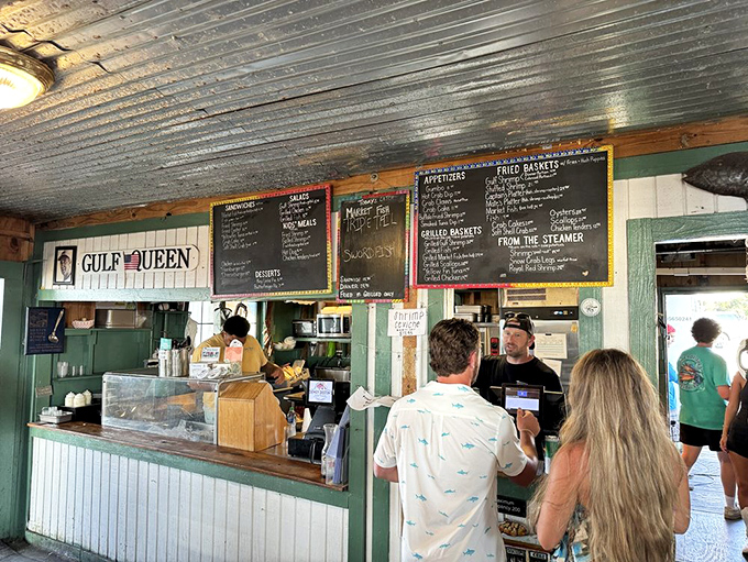 The ordering counter where dreams of Gulf seafood become delicious reality, one basket at a time.