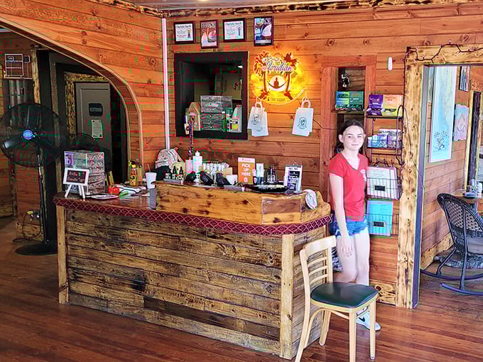 The gateway to seafood paradise. This rustic wooden counter has witnessed more seafood dreams come true than a fisherman's lottery win.