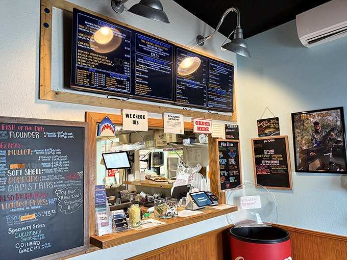The command center of seafood excellence. Chalkboard specials and digital menus showcase the day's bounty, while staff orchestrate a symphony of flavors.
