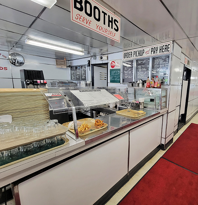 The counter where magic happens. Order, pay, and prepare for a religious experience with ground beef.