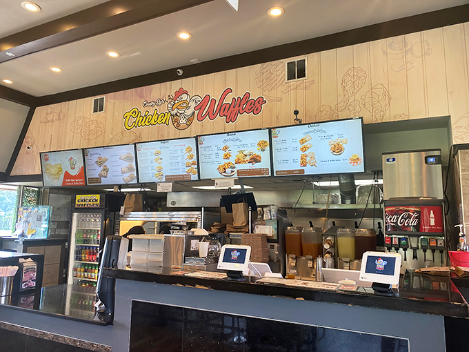 Behind this counter, magic happens. It's like Willy Wonka's factory, but instead of chocolate rivers, there's gravy.