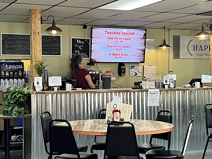 The counter where magic happens—complete with Tuesday specials that would make any corporate expense account meal seem like highway robbery.