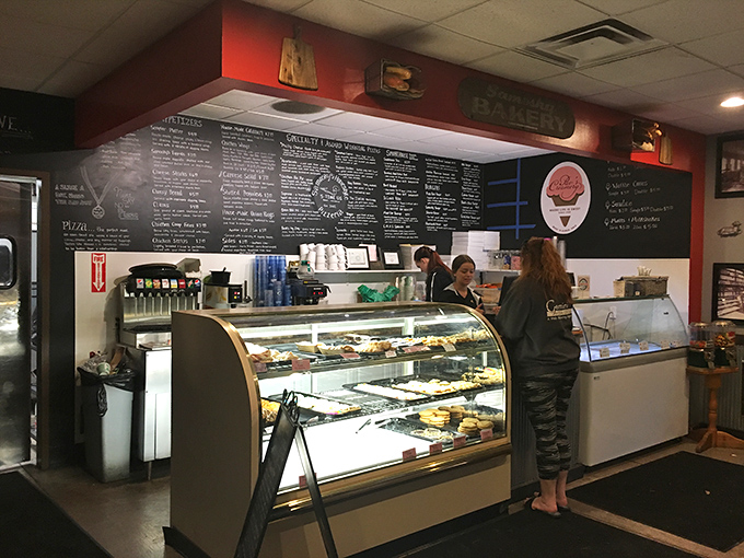 Behind this counter, dessert dreams come true. The display case is like a museum where everything is actually meant to be consumed.