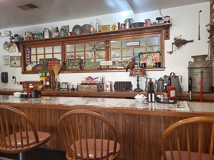 The polished counter beckons solo diners and coffee lovers, offering front-row seats to the culinary magic happening behind.