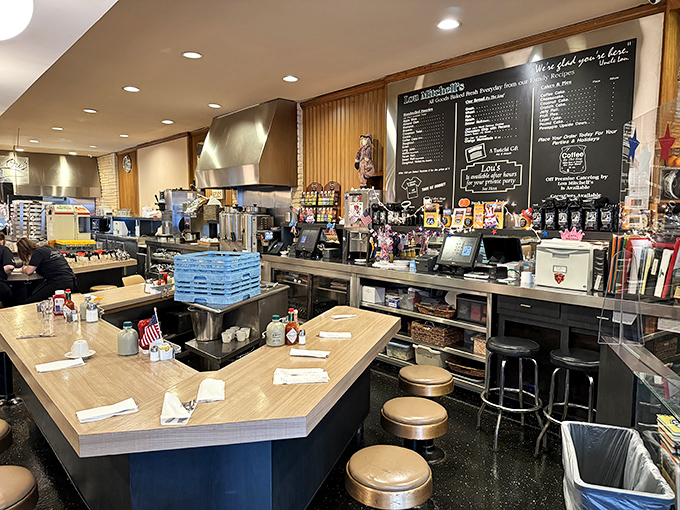 The counter seating offers front-row tickets to the breakfast show. Watch the choreography of servers and cooks as they orchestrate your morning meal.