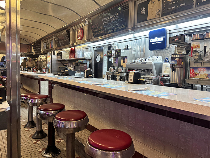 Counter seating: where solo diners become temporary family and breakfast becomes theater in the best possible way.