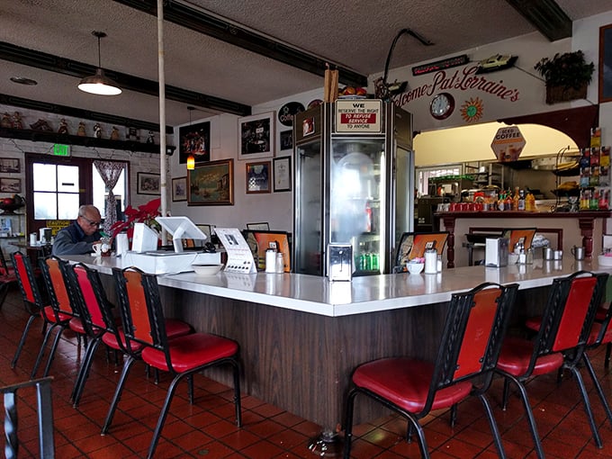 Counter seating offers front-row tickets to the breakfast show&mdash;where coffee refills appear like magic and regulars exchange neighborhood news.