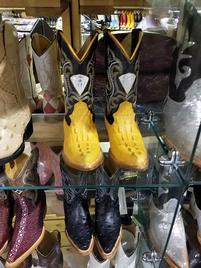 These yellow cowboy boots weren't made just for walking &ndash; they were made for turning heads and starting conversations wherever they roam.