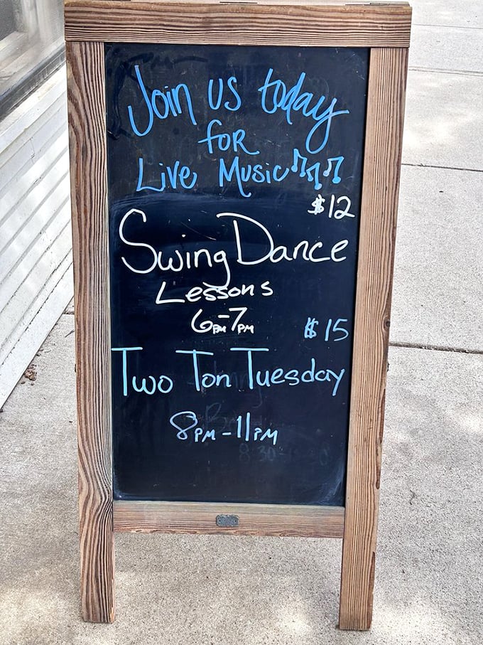 That chalkboard doesn't just list events&mdash;it's a promise of memories waiting to be made, whether you're a two-stepping pro or have two left boots.