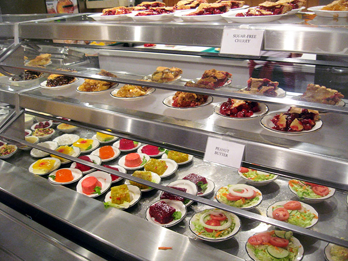 A dessert and salad bar that proves balance exists - you can have your cake and eat vegetables too.