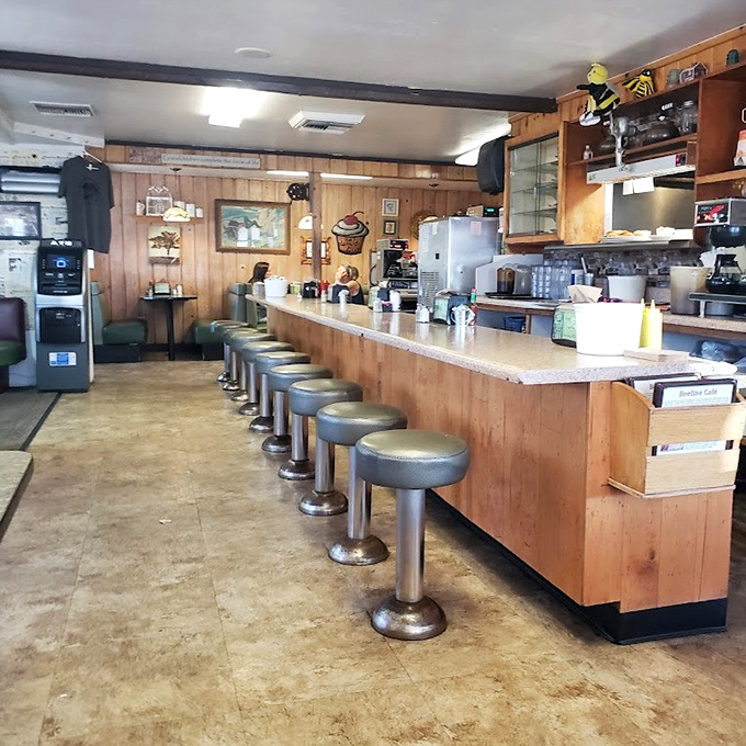Classic counter seating where solo diners never feel alone. These stools have supported generations of hungry Payson residents.