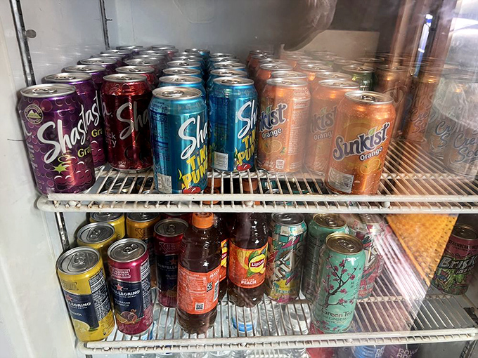 
The drink selection rivals the album wall for variety&mdash;because proper hydration is essential when embarking on a serious barbecue adventure.