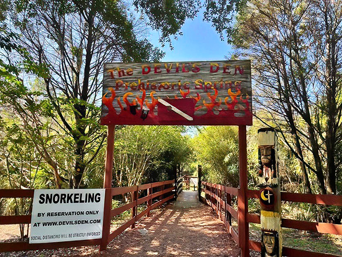 That cartoon devil on the sign looks suspiciously like he's enjoying retirement in Florida. Can't blame him&mdash;great real estate choice!