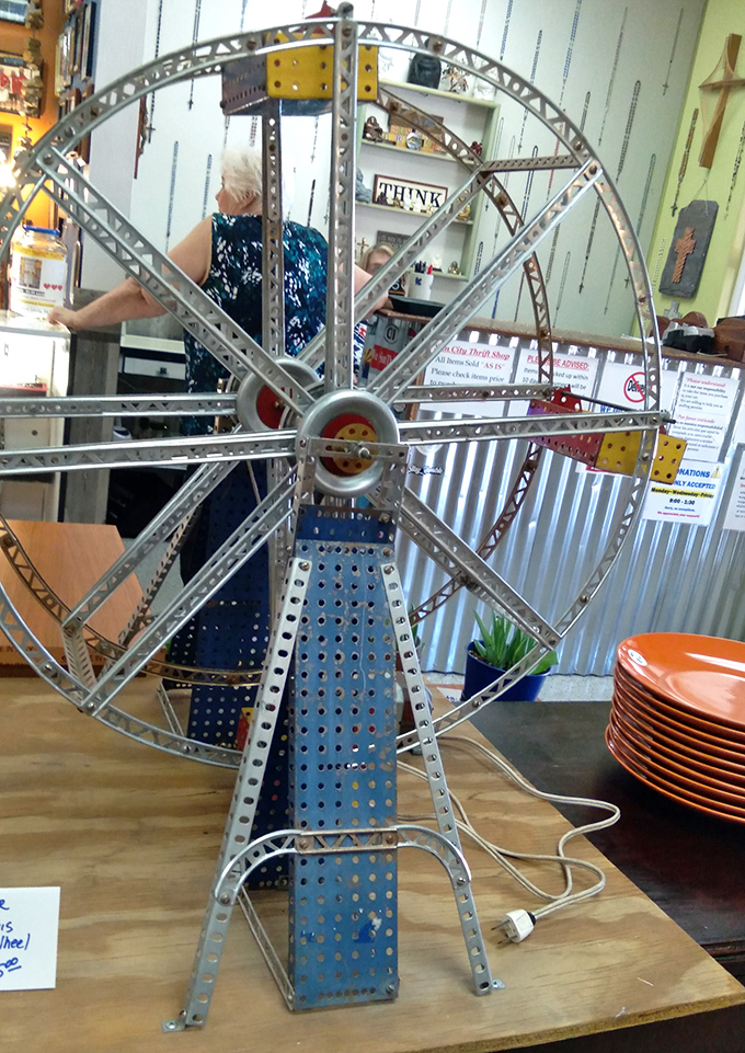 Someone's engineering dreams come full circle in this metal masterpiece that's equal parts nostalgia and industrial art.