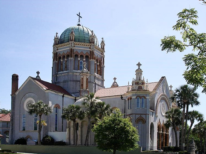 Flagler Memorial Presbyterian Church's copper dome gleams in the Florida sunshine, a spiritual beacon with architecture that rivals European cathedrals.