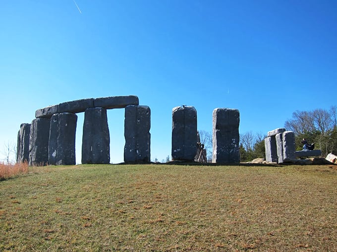 From this angle, you can appreciate the meticulous arrangement that mirrors its 5,000-year-old inspiration across the pond.